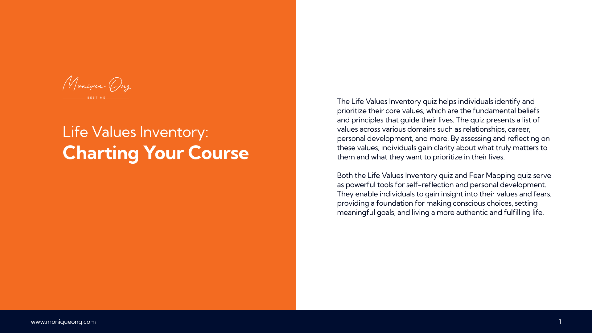 Life Values Inventory: Charting Your Course – Monique Ong